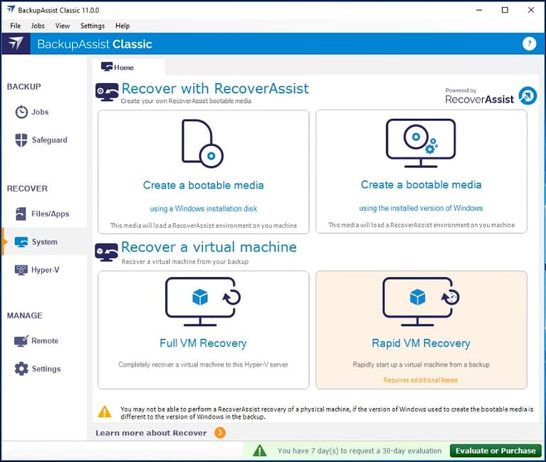 Hyper-V Backup Software - easy disaster recovery with BackupAssist