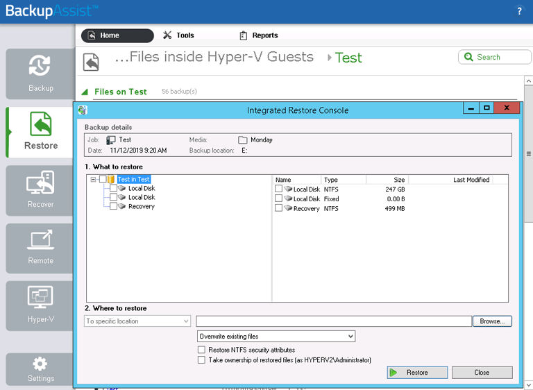 Hyper-V Backup Software - easy disaster recovery with BackupAssist