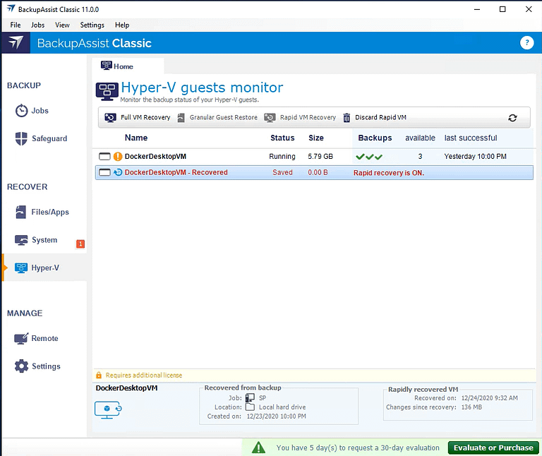 Hyper-V Backup Software - easy disaster recovery with BackupAssist